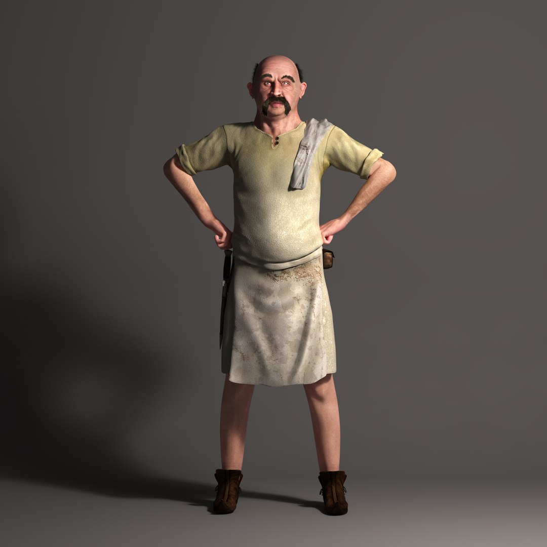 realistic character medieval innkeeper obj
