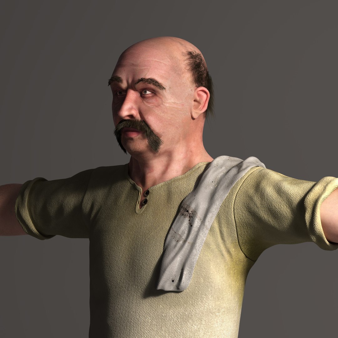 realistic character medieval innkeeper obj