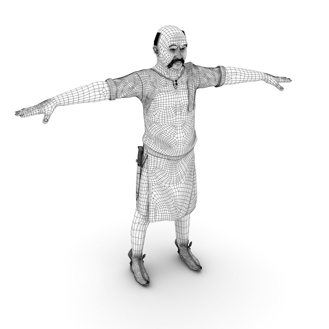 realistic character medieval innkeeper obj