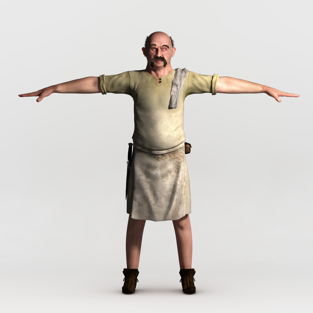 realistic character medieval innkeeper obj