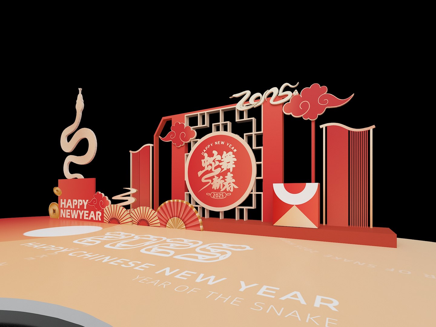 3D 2025 Snake Year Display New Year Decoration Chinese Style Display ...