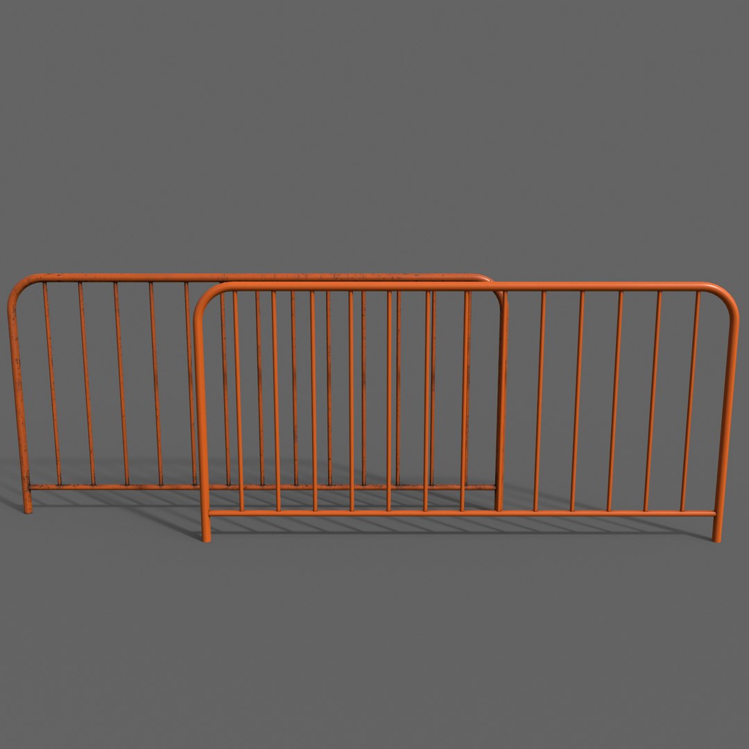 3D PBR Pedestrian Guard Rail Orange V1 - TurboSquid 1866213