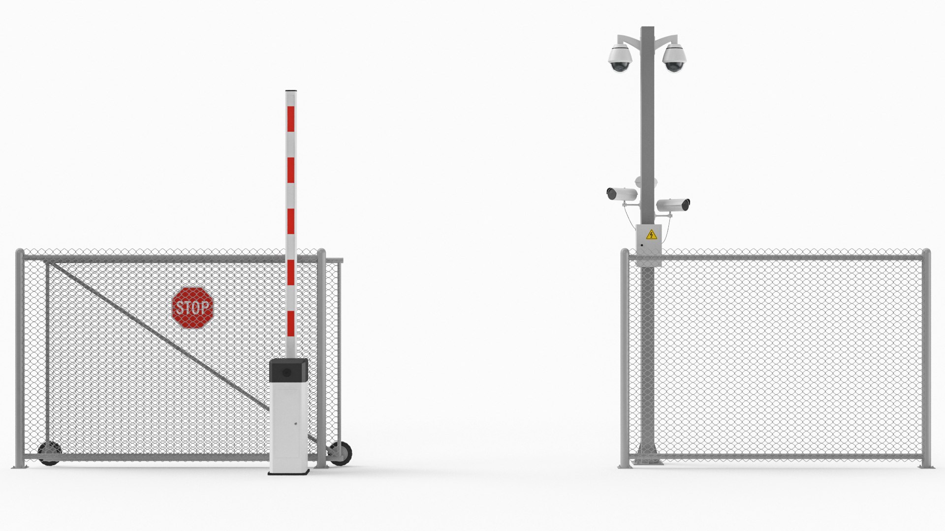 3D Fence With Automatic Gate Model - TurboSquid 2043650