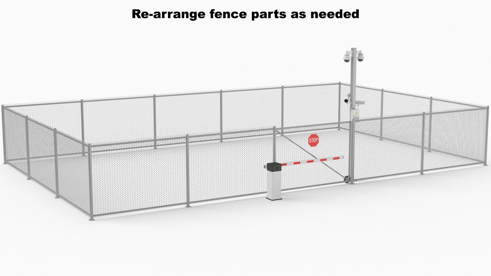 3D Fence With Automatic Gate Model - TurboSquid 2043650