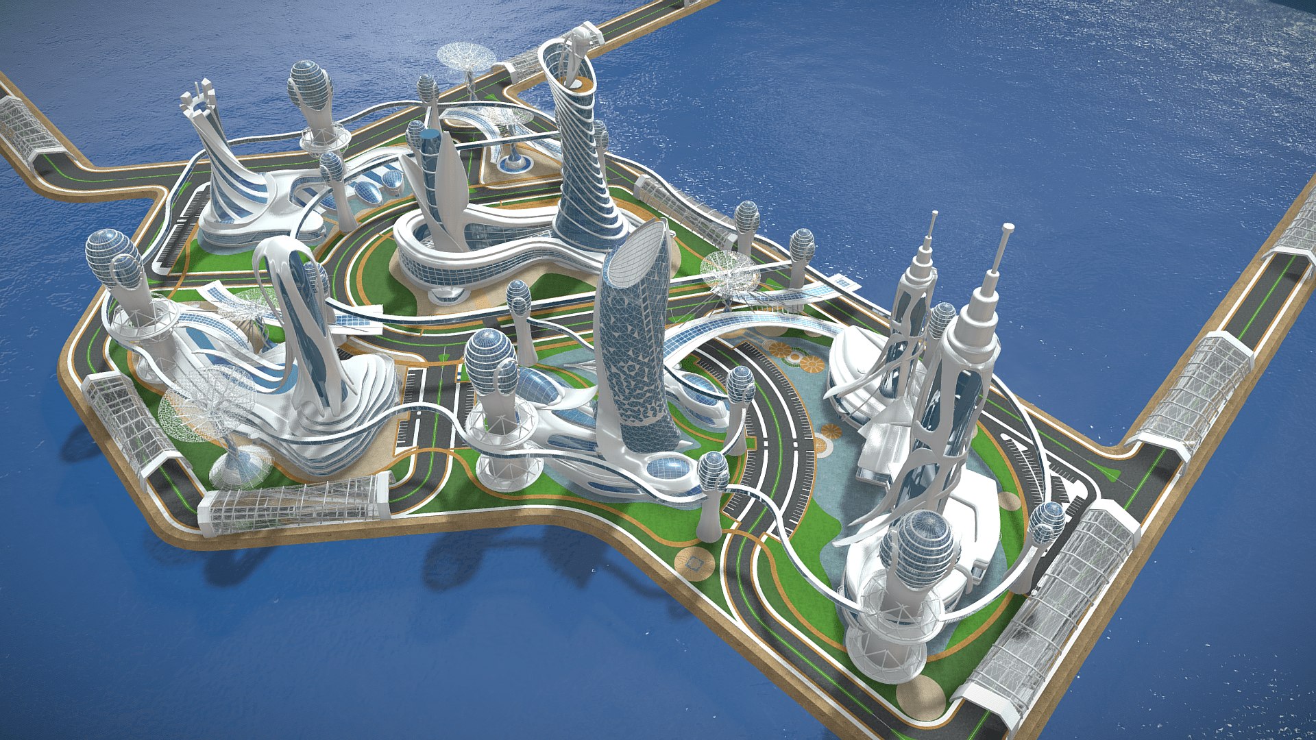 Future City Island - Highly Detailed Model 3D Model - TurboSquid 2288783
