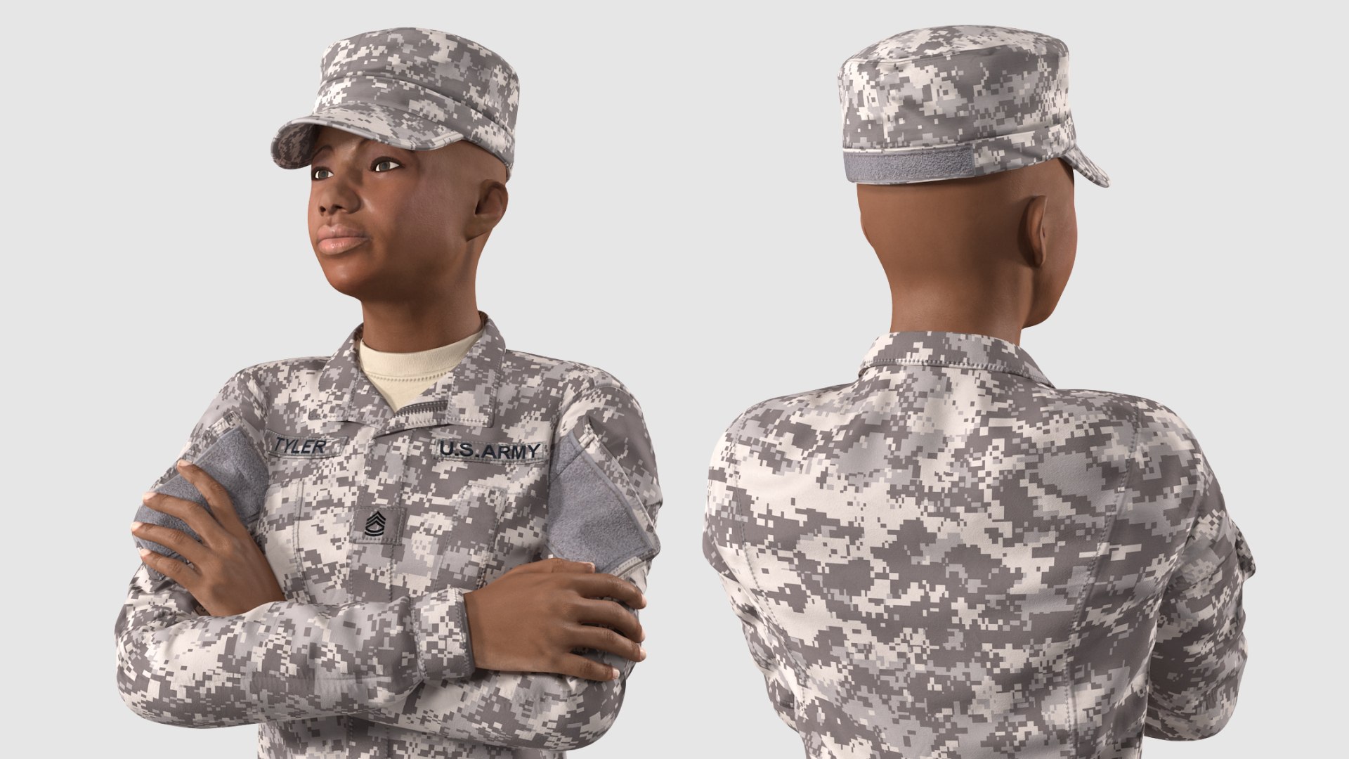 Black female soldier military model - TurboSquid 1694968