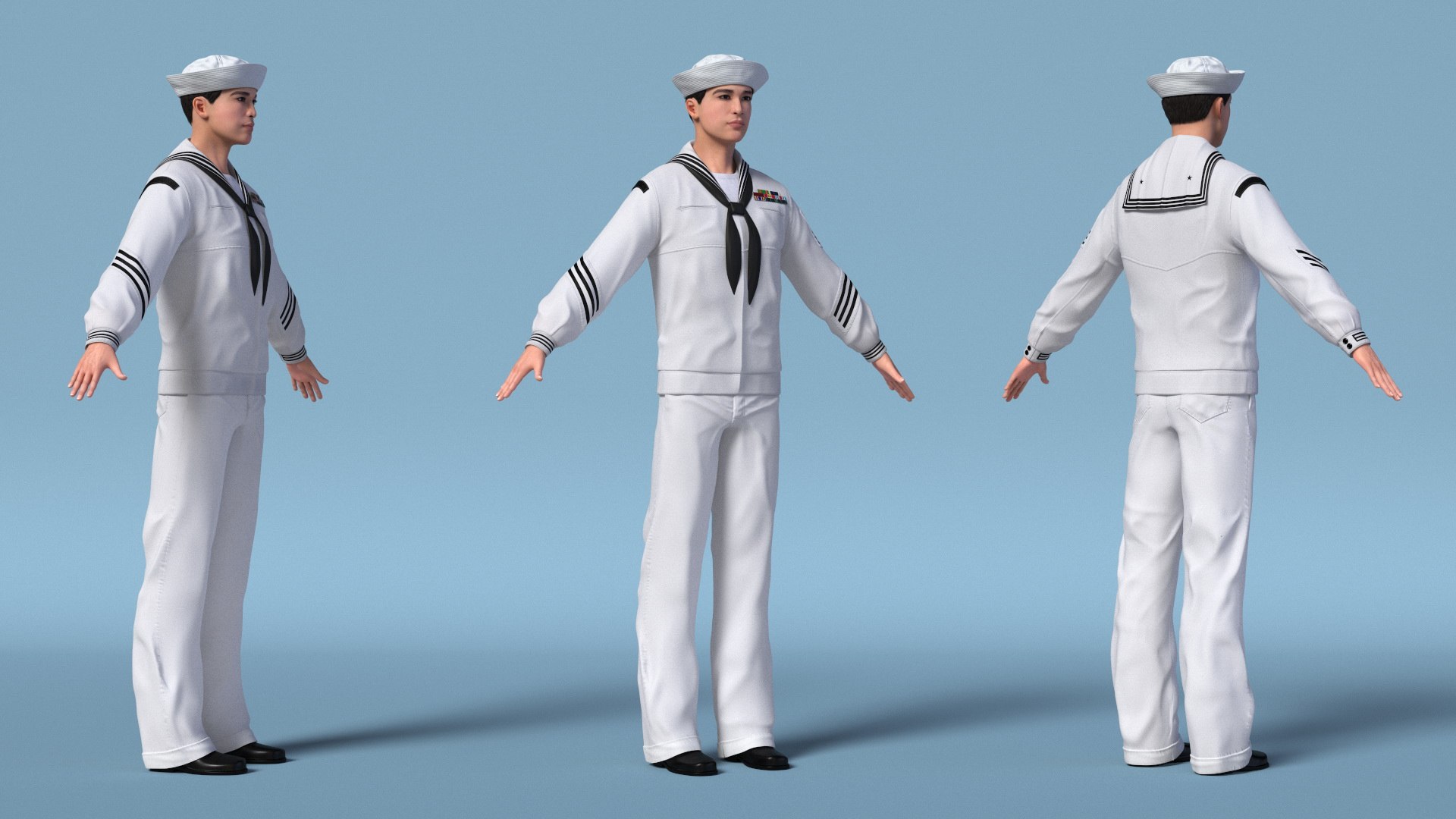 Asian Sailor US Navy A-Pose 3D - TurboSquid 2391476