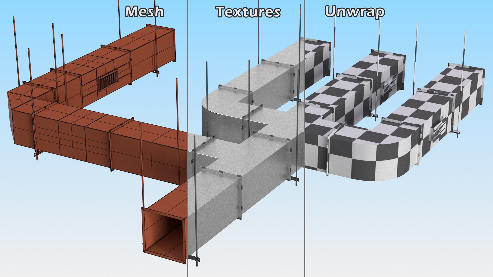 3D Model Ventilation Shaft Square Set - TurboSquid 1647421