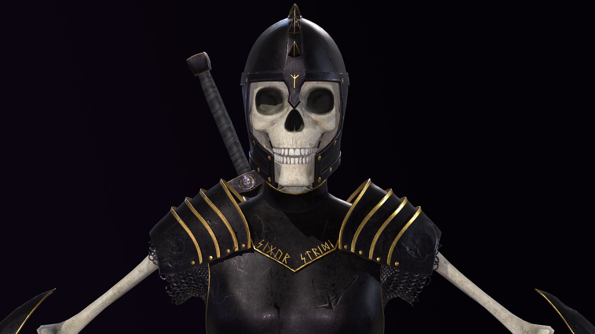 3D Model Skeleton Dark Warrior - TurboSquid 2052407