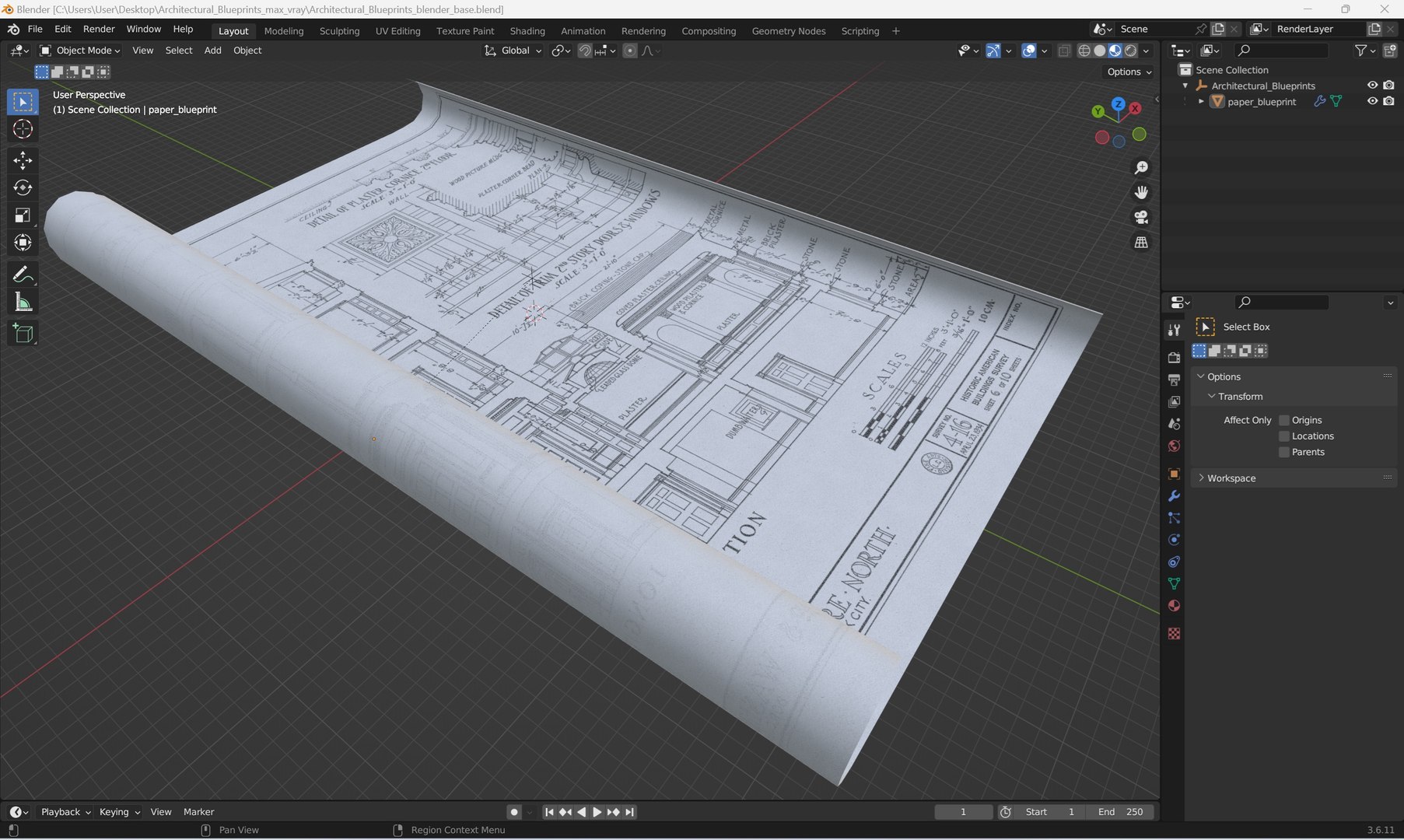 Architectural Blueprints 3D Model - TurboSquid 2368809
