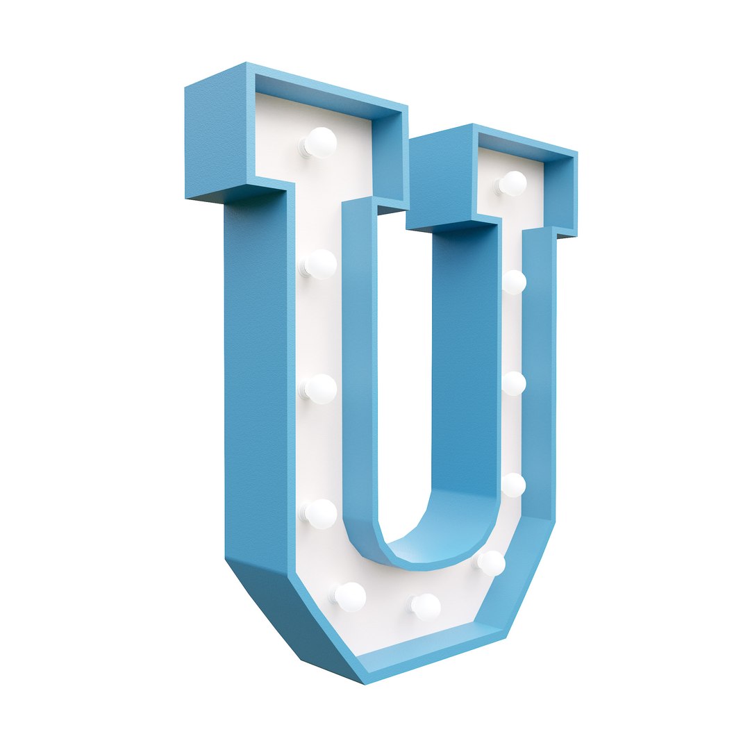 Marquee Letter U Glow Sign 3dmodel Model - TurboSquid 1975762