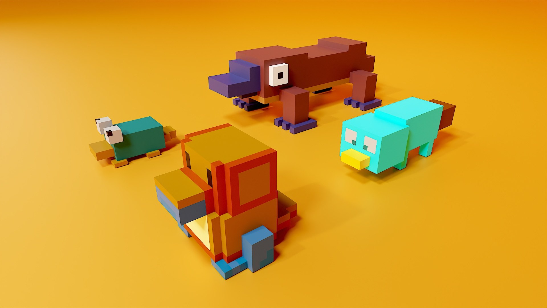 Platypus voxel art pack 3d model 3D - TurboSquid 2182617