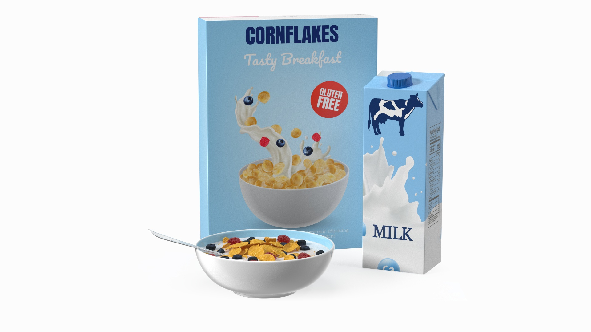 Meals With Cornflakes And Berries Model - TurboSquid 2346121