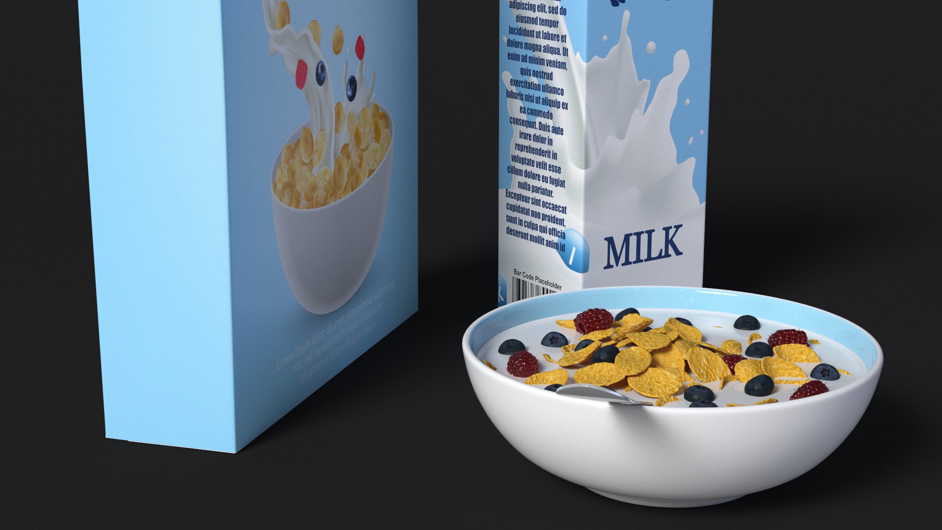 Meals With Cornflakes And Berries Model - TurboSquid 2346121