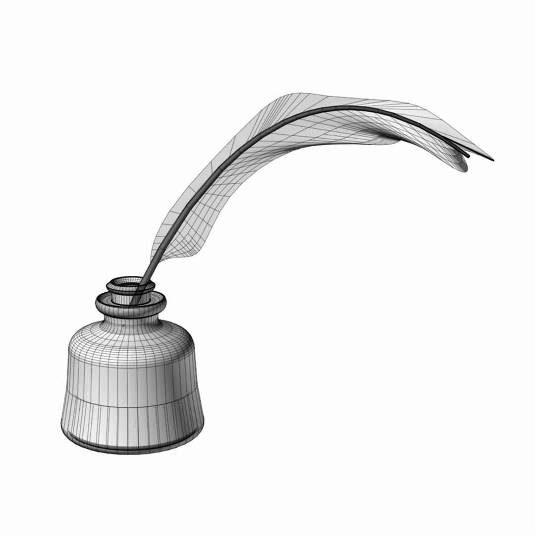 Inkwell Quill Model - TurboSquid 1323160