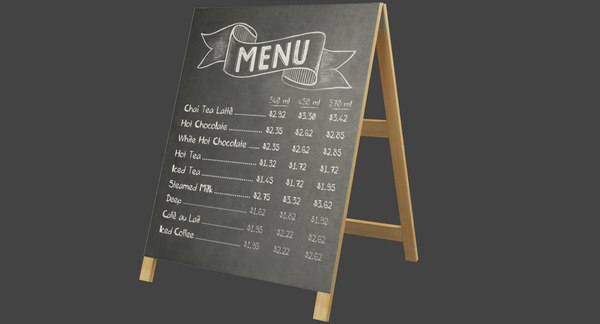 Menu board 3D model - TurboSquid 1227417