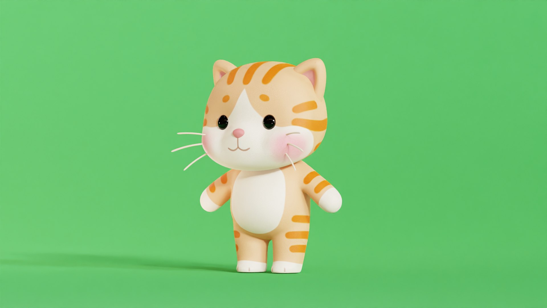 3D Cat Character Cartoon Orange Chibi Kawaii Low-poly 3D Model Model ...