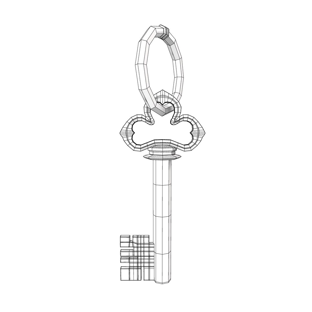 ancient old luxury key 3d model