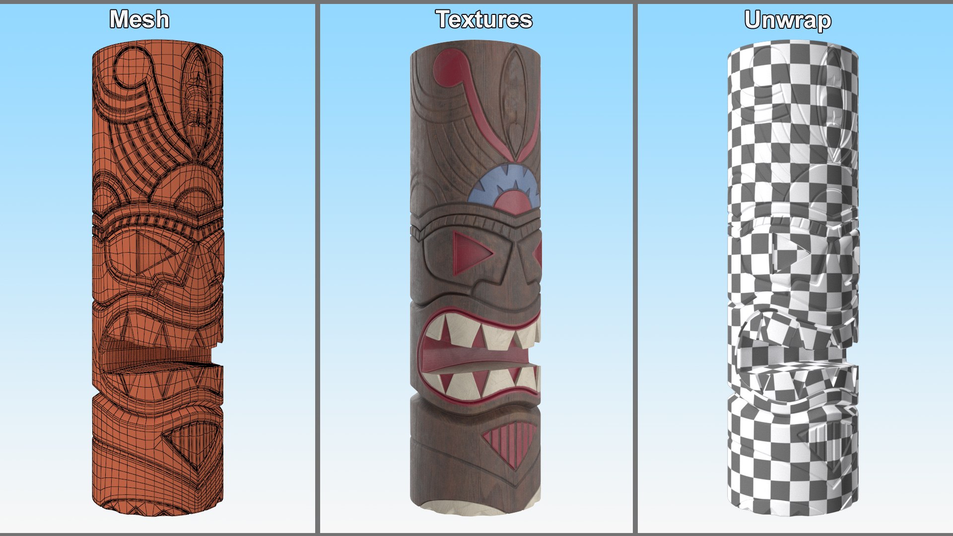 3D Model Ethnic Carved Tiki Totem - TurboSquid 2430266