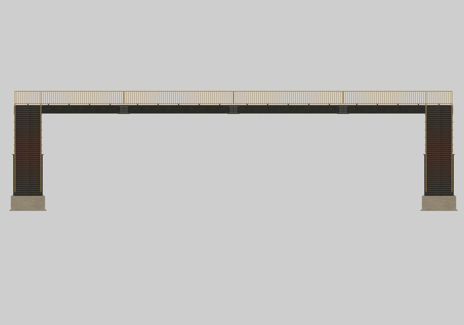 3D Steel Pedestrian Bridge - Two Columns - Straight Type-1 Model ...