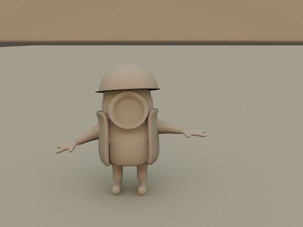 3d rigged mini worker model