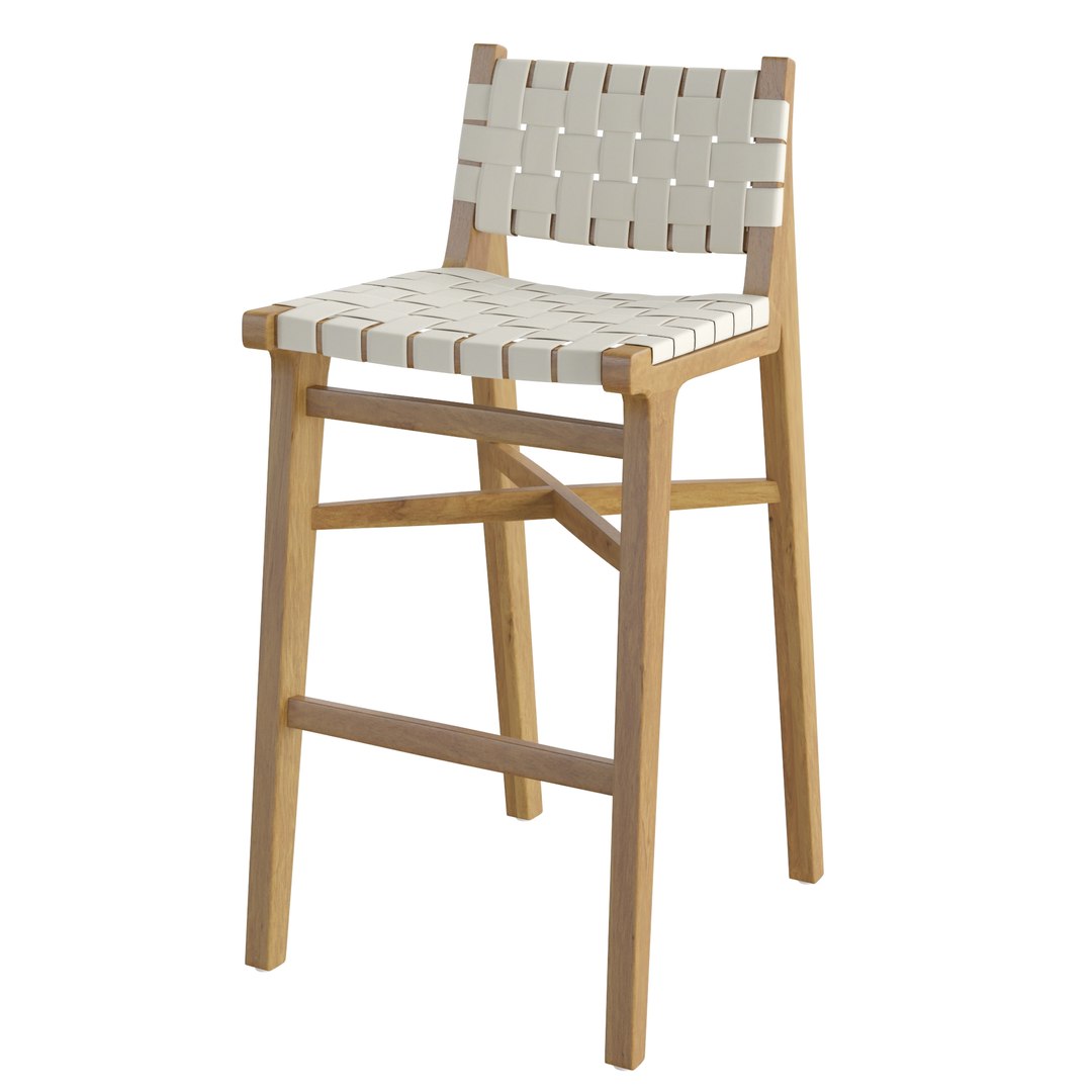 Taj White Leather Strap Bar Stool 3D - TurboSquid 1766743