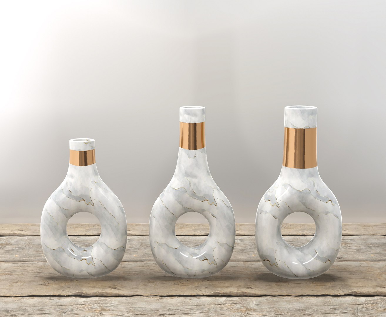 White Marble And Gold Decor Vase Set 3D Model - TurboSquid 1935728