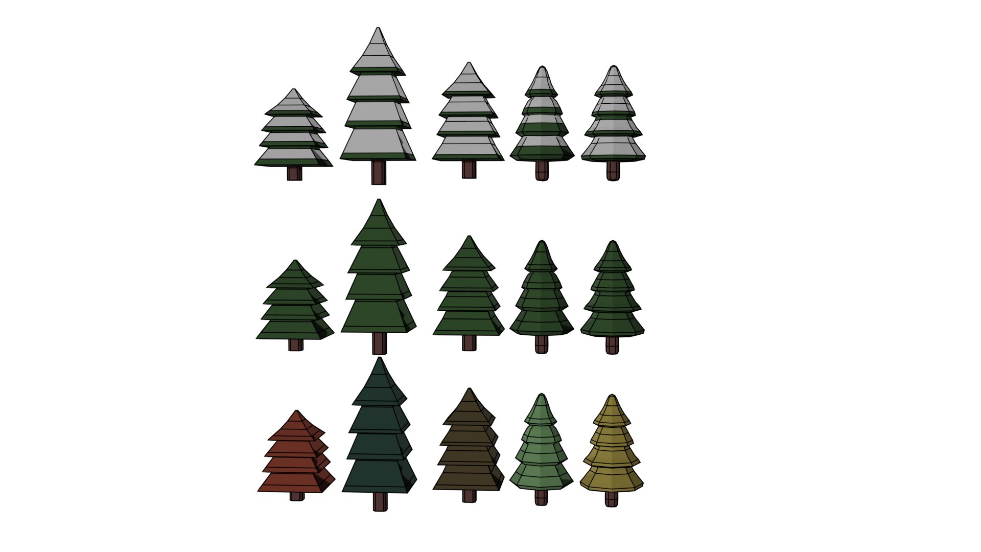3D Low-Poly Winter christmas trees pack - TurboSquid 1815642