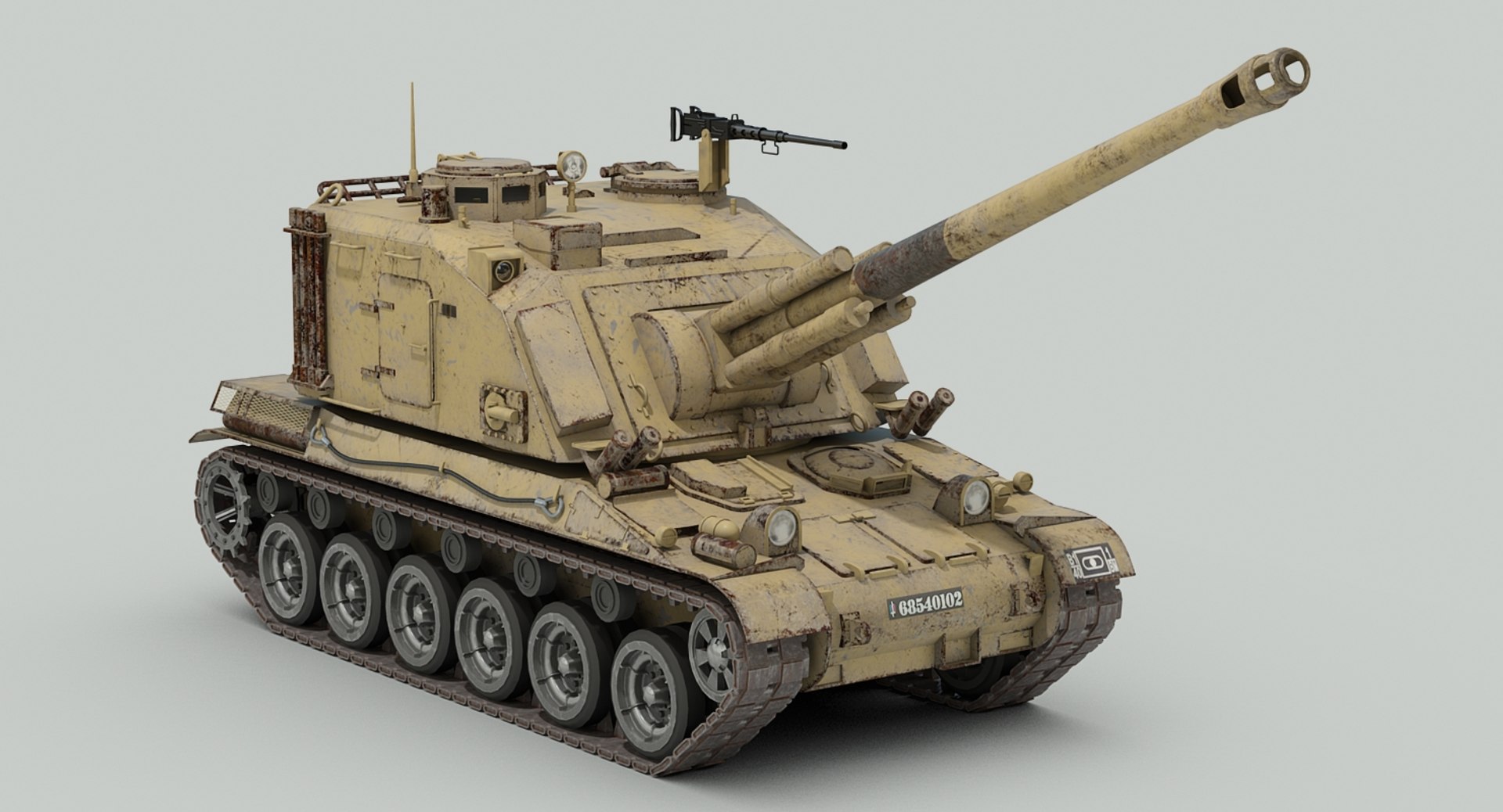 3d French Gct Auf1 155mm Model