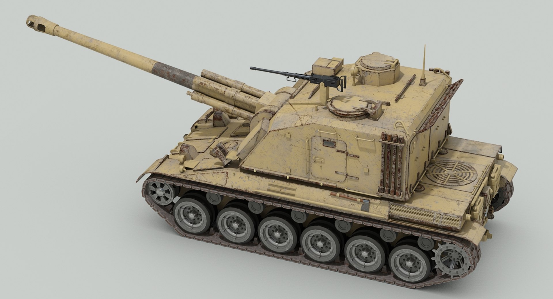 3d French Gct Auf1 155mm Model