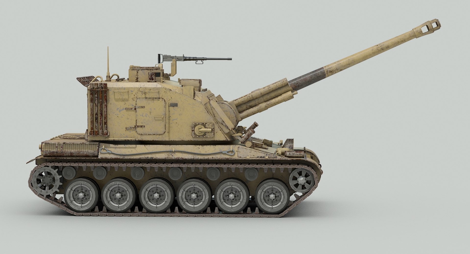 3d French Gct Auf1 155mm Model