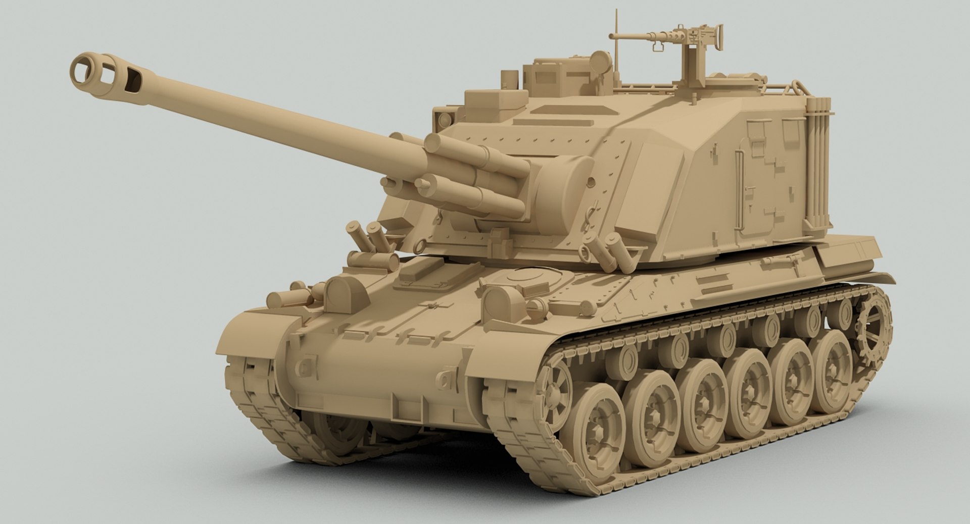 3d French Gct Auf1 155mm Model