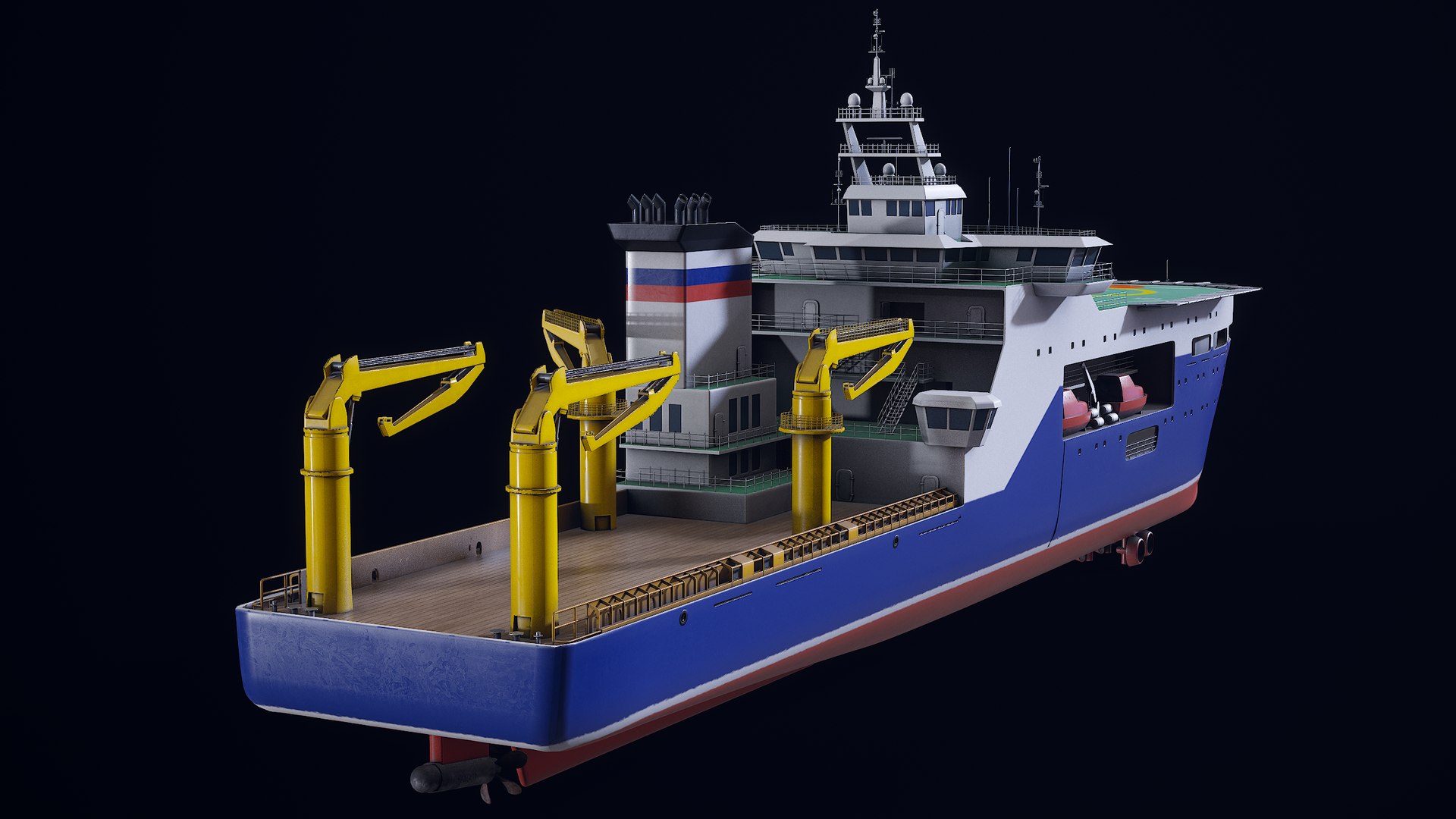 3D Multifunctional Research Vessel PBR Model - TurboSquid 1801403