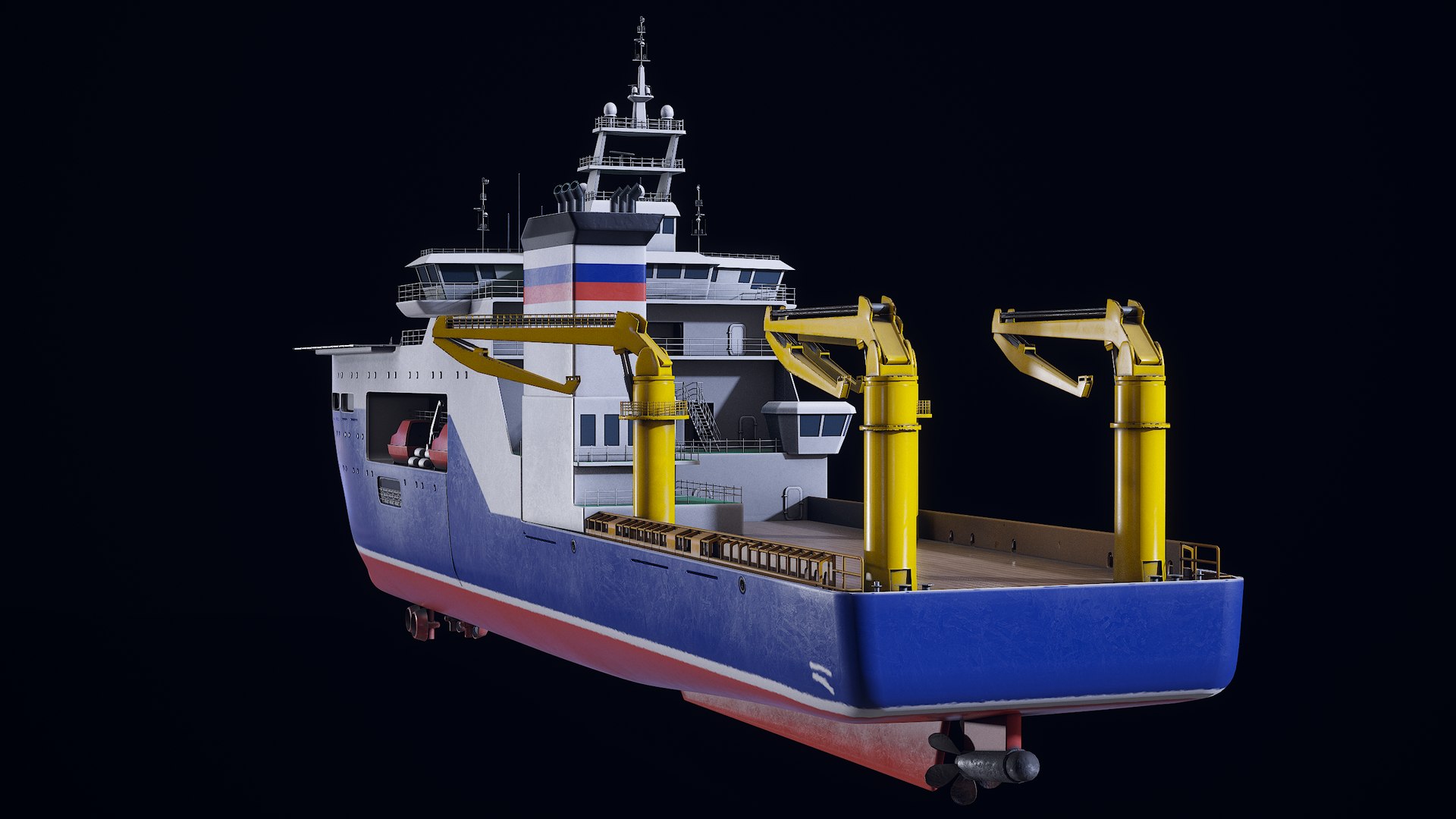 3D Multifunctional Research Vessel PBR Model - TurboSquid 1801403