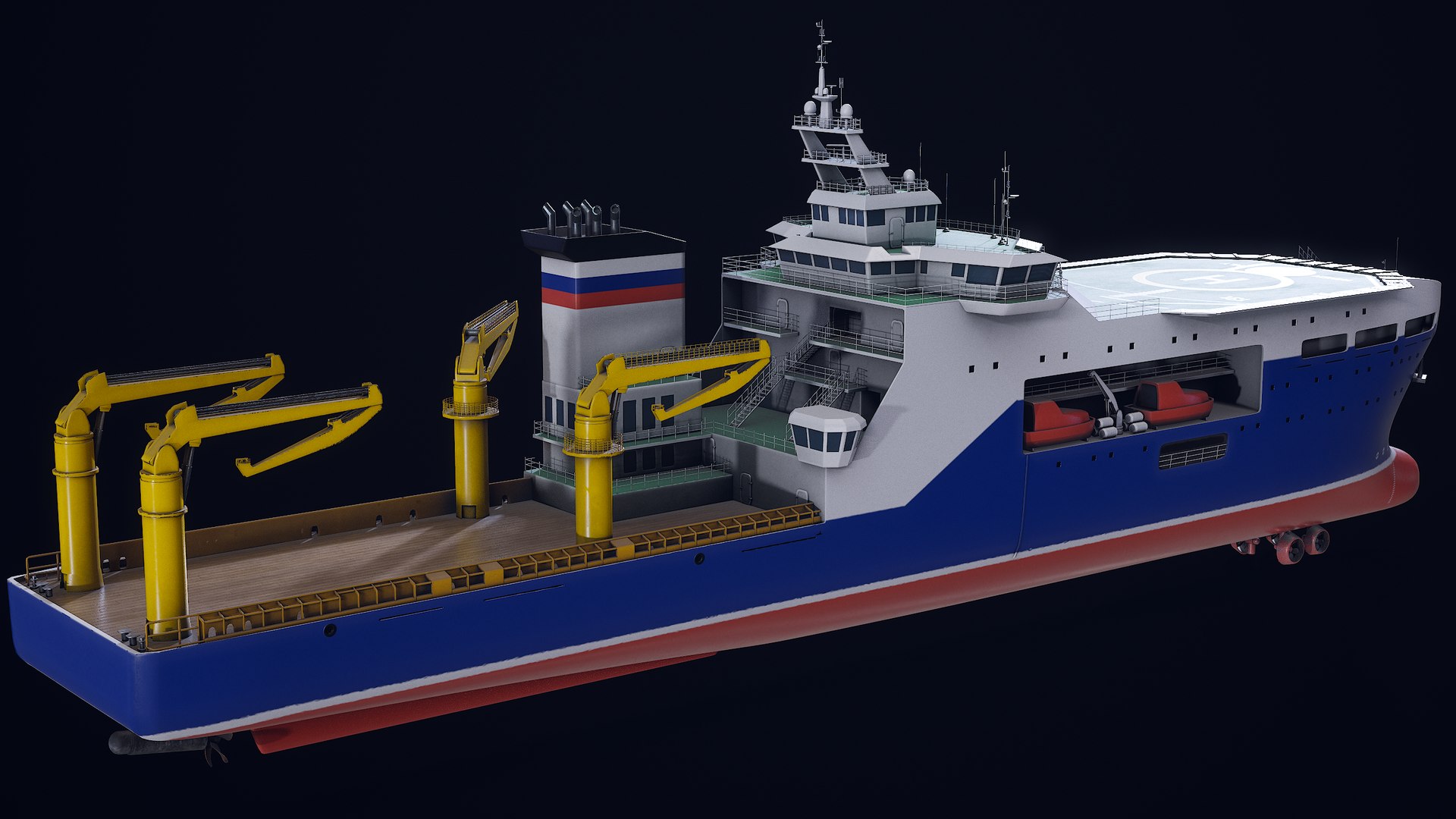 3D Multifunctional Research Vessel PBR Model - TurboSquid 1801403