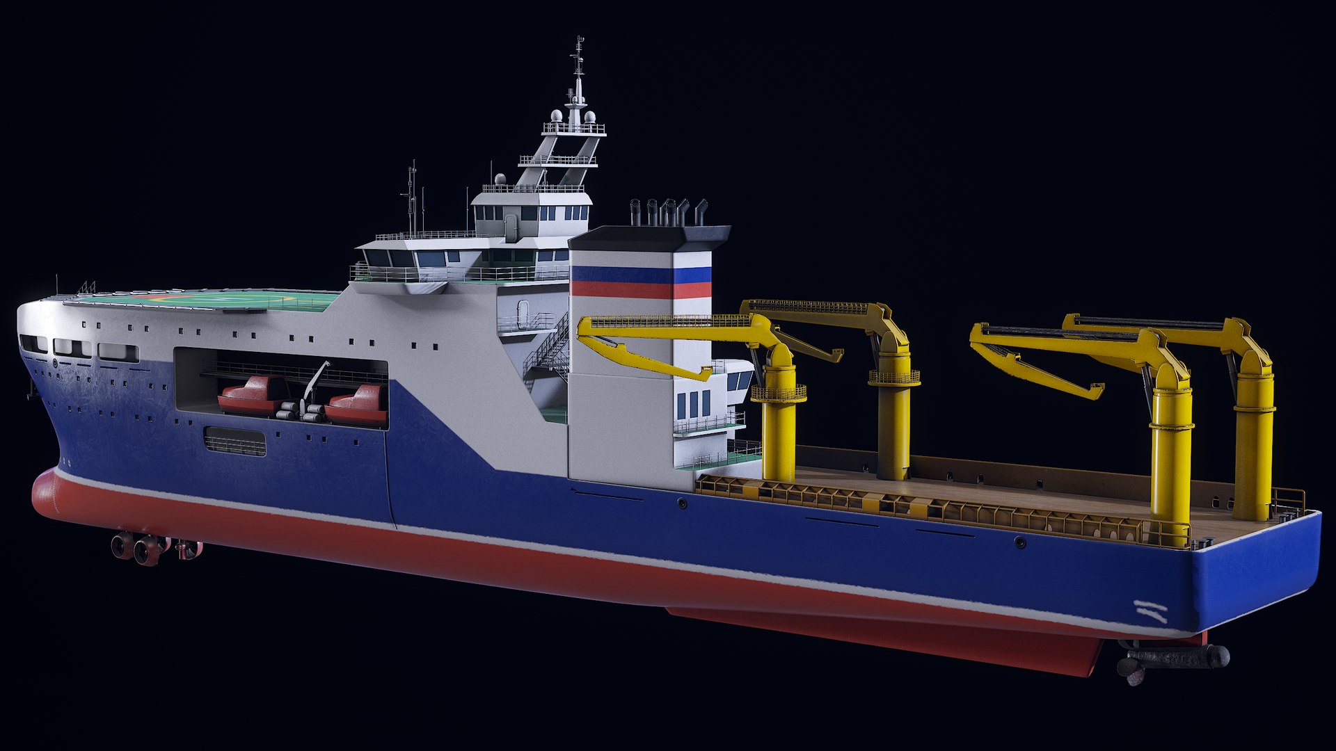 3D Multifunctional Research Vessel PBR Model - TurboSquid 1801403