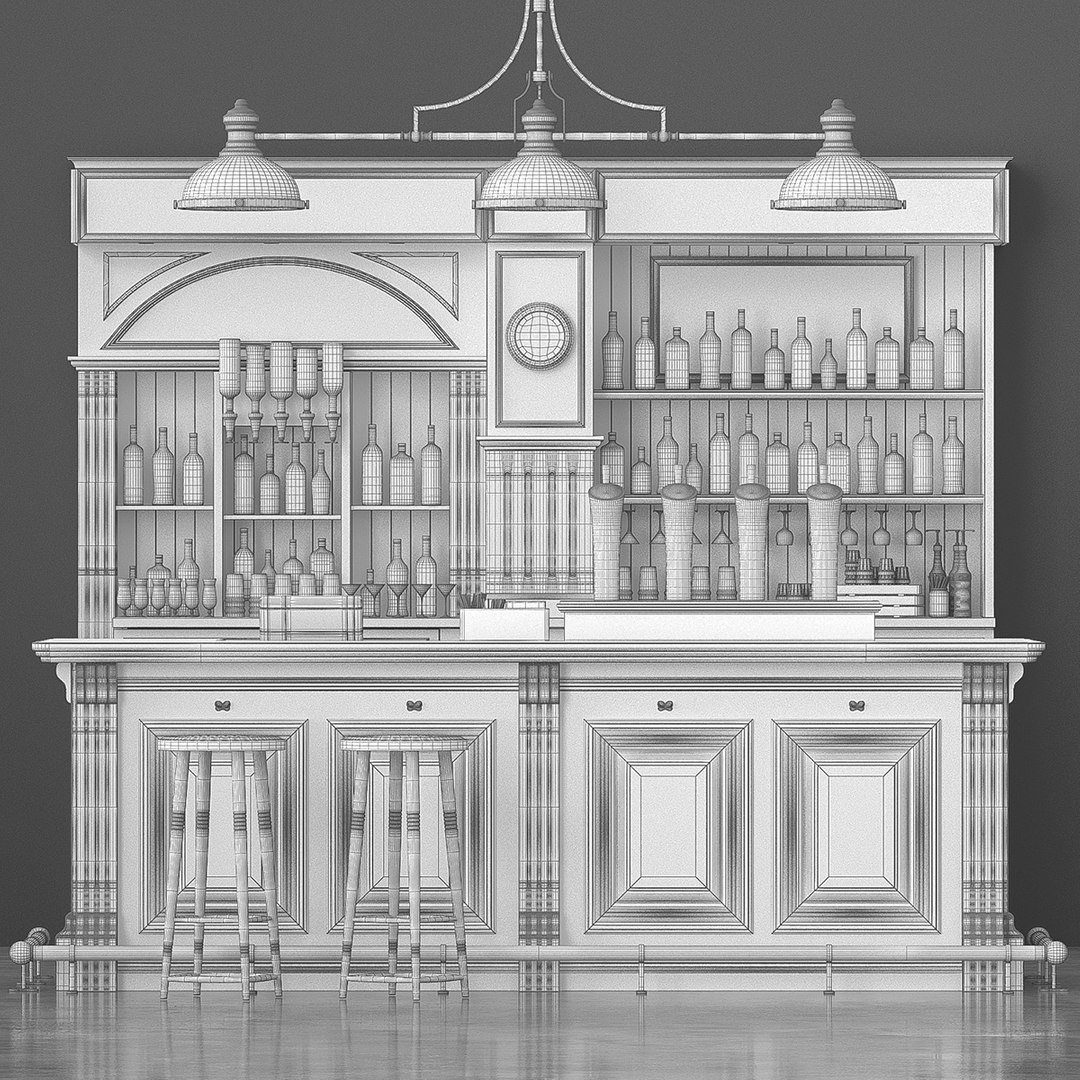 Pub Bar Counter 3D Model - TurboSquid 1496578