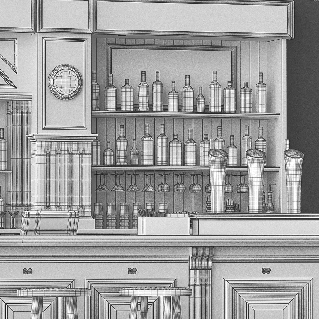 Pub Bar Counter 3D Model - TurboSquid 1496578