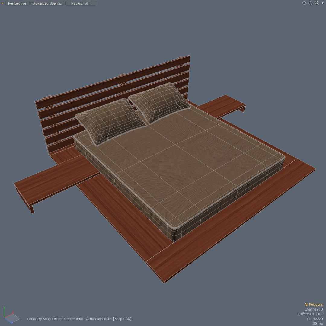 wooden bed 3d model