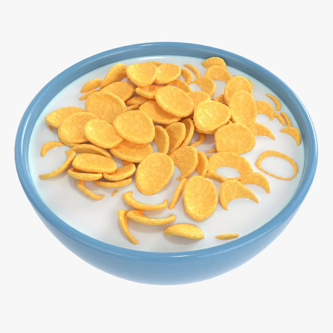 3D Bowl with Cornflakes 01 - TurboSquid 1988043