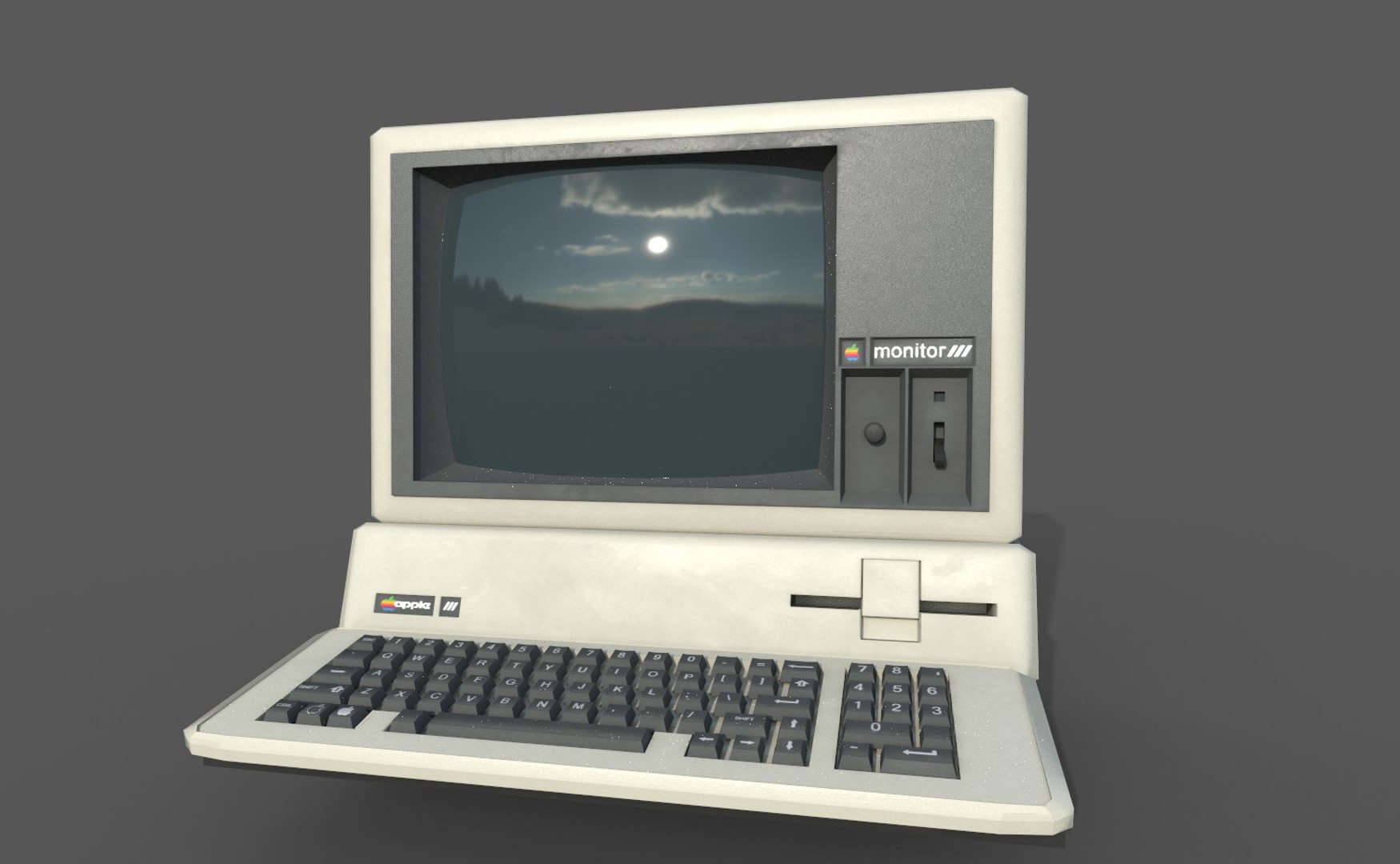 3D Apple 3 Computer - PBR Game Ready Model Low-poly 3D Model ...