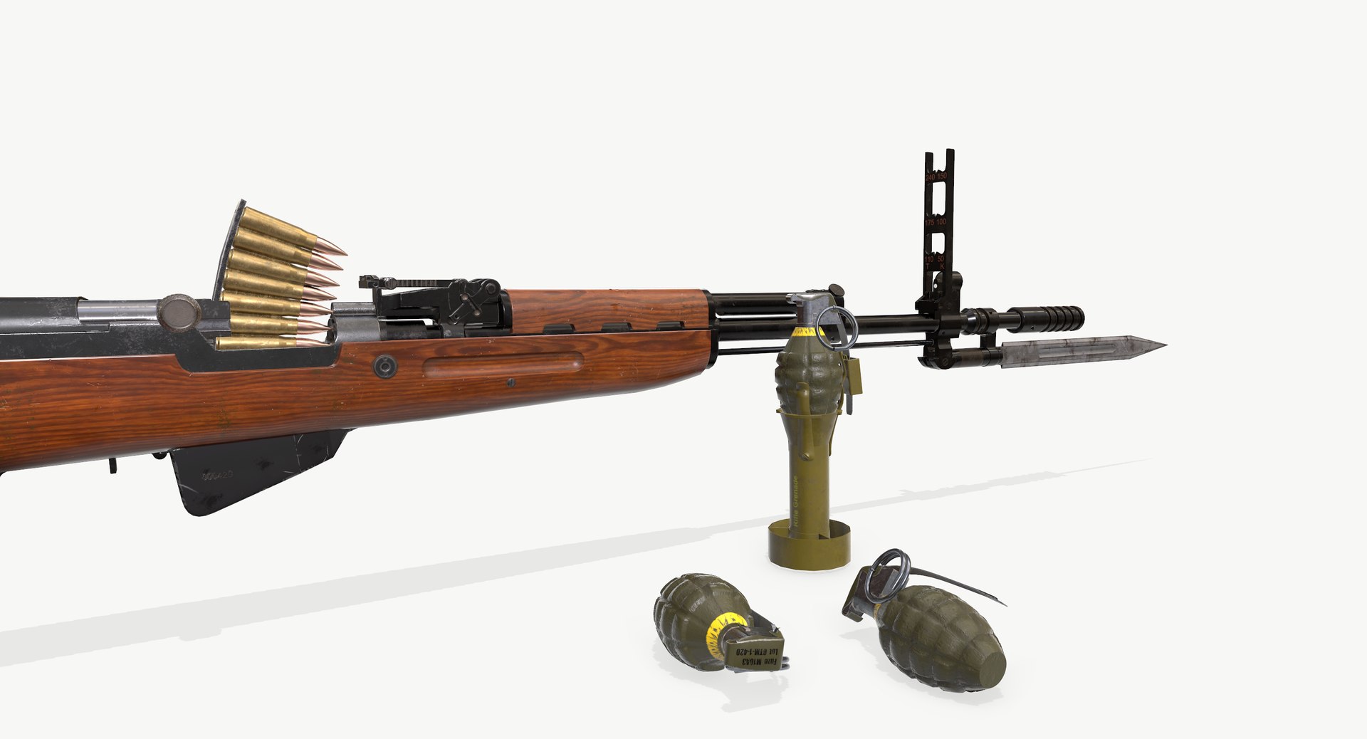 3d Sks Rifle Grenade Ammo Model