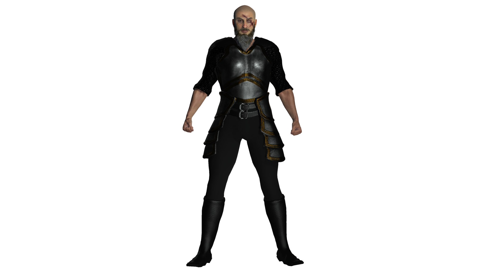 AAA 3D BEARDED MALE KNIGHT 2 -REALISTIC RIG GAME READY CHARACTER Model ...