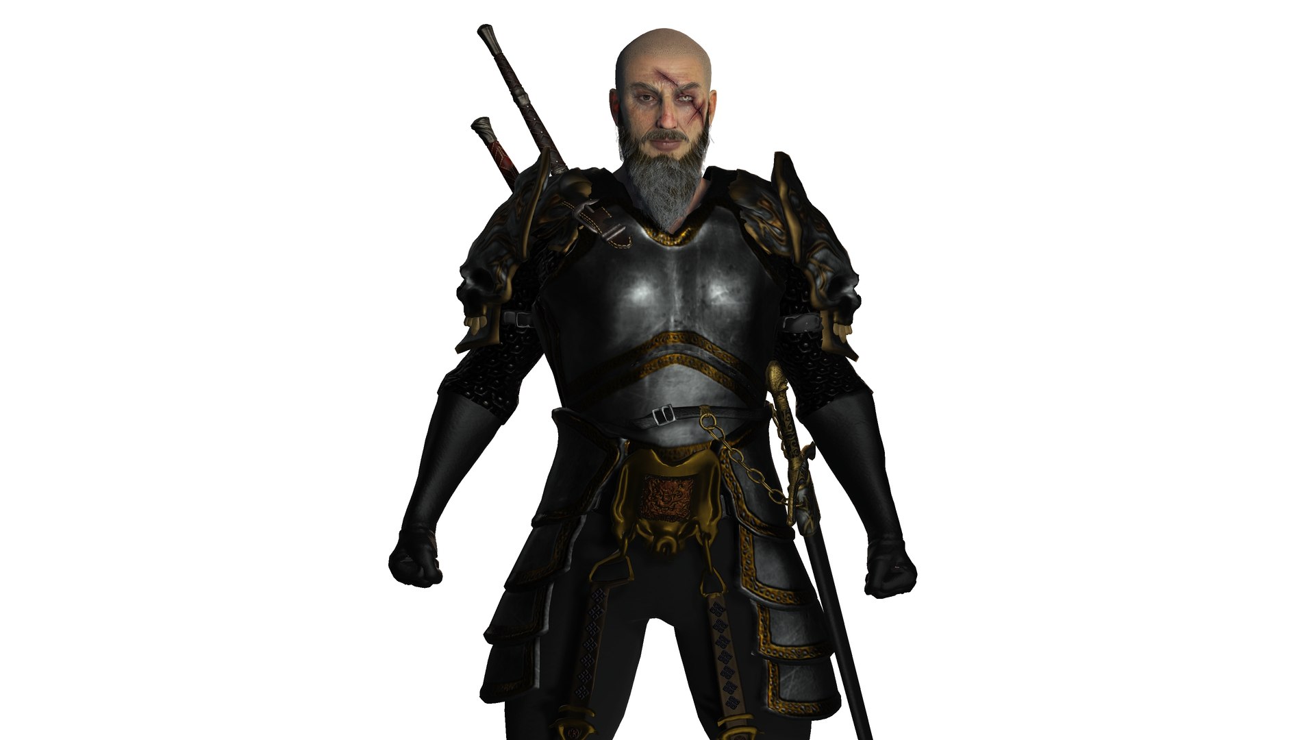 AAA 3D BEARDED MALE KNIGHT 2 -REALISTIC RIG GAME READY CHARACTER Model ...