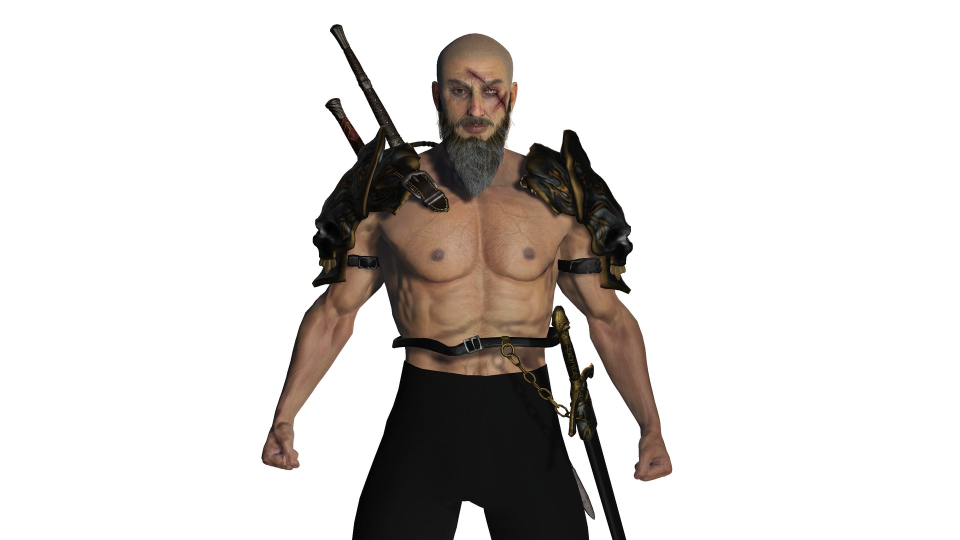 AAA 3D BEARDED MALE KNIGHT 2 -REALISTIC RIG GAME READY CHARACTER Model ...