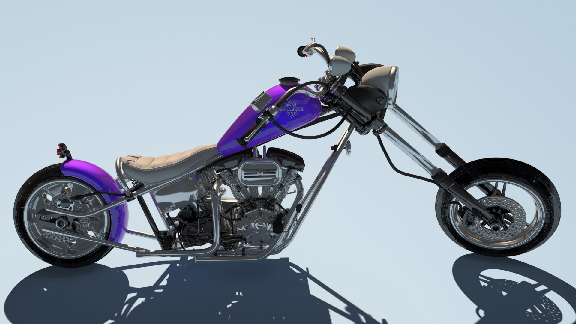 3D Harley Davidson Chopper Model - TurboSquid 1199858