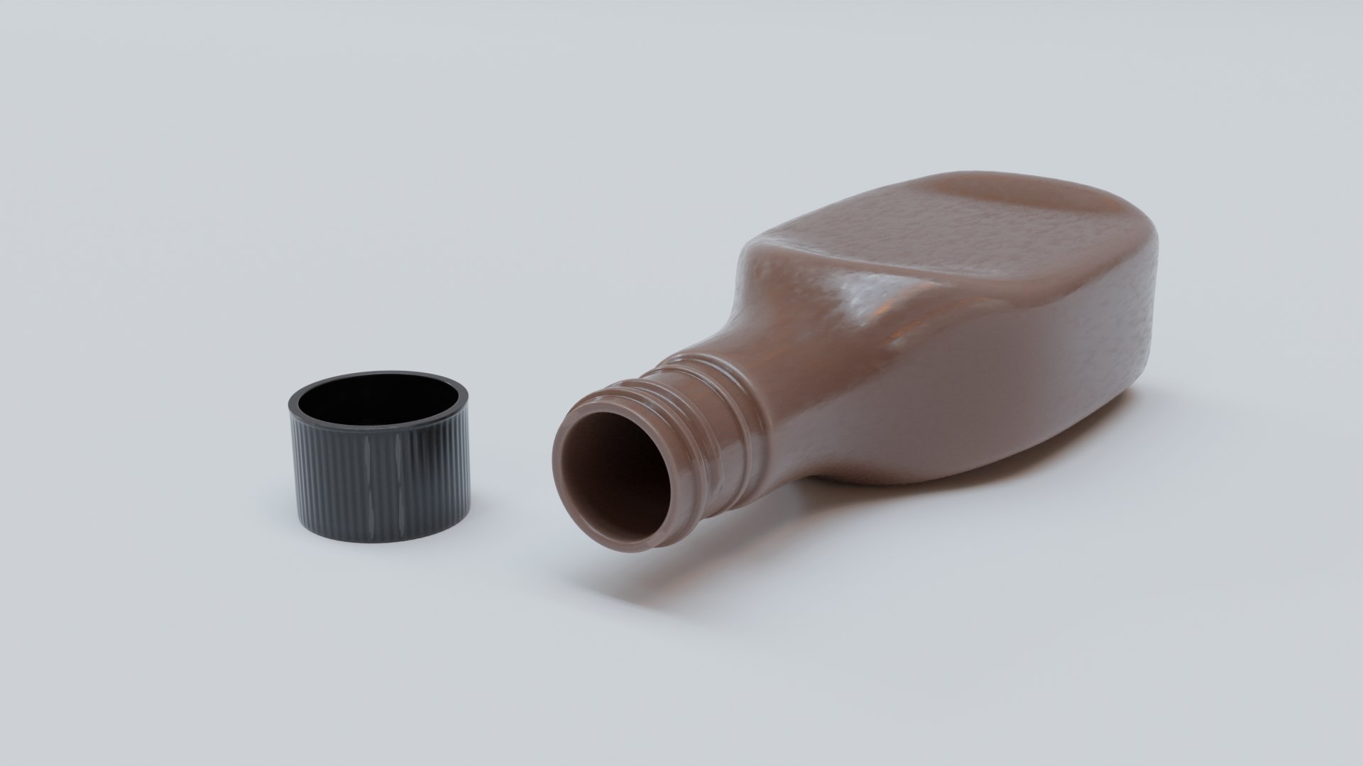 3D Brown Banjo Sauce Bottle With Black Ribbed Screw Cap - TurboSquid ...