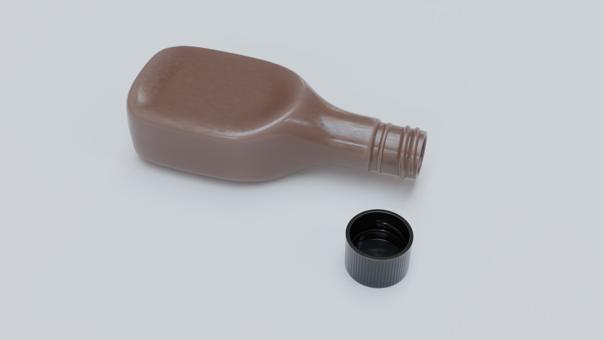 3D Brown Banjo Sauce Bottle With Black Ribbed Screw Cap - TurboSquid ...