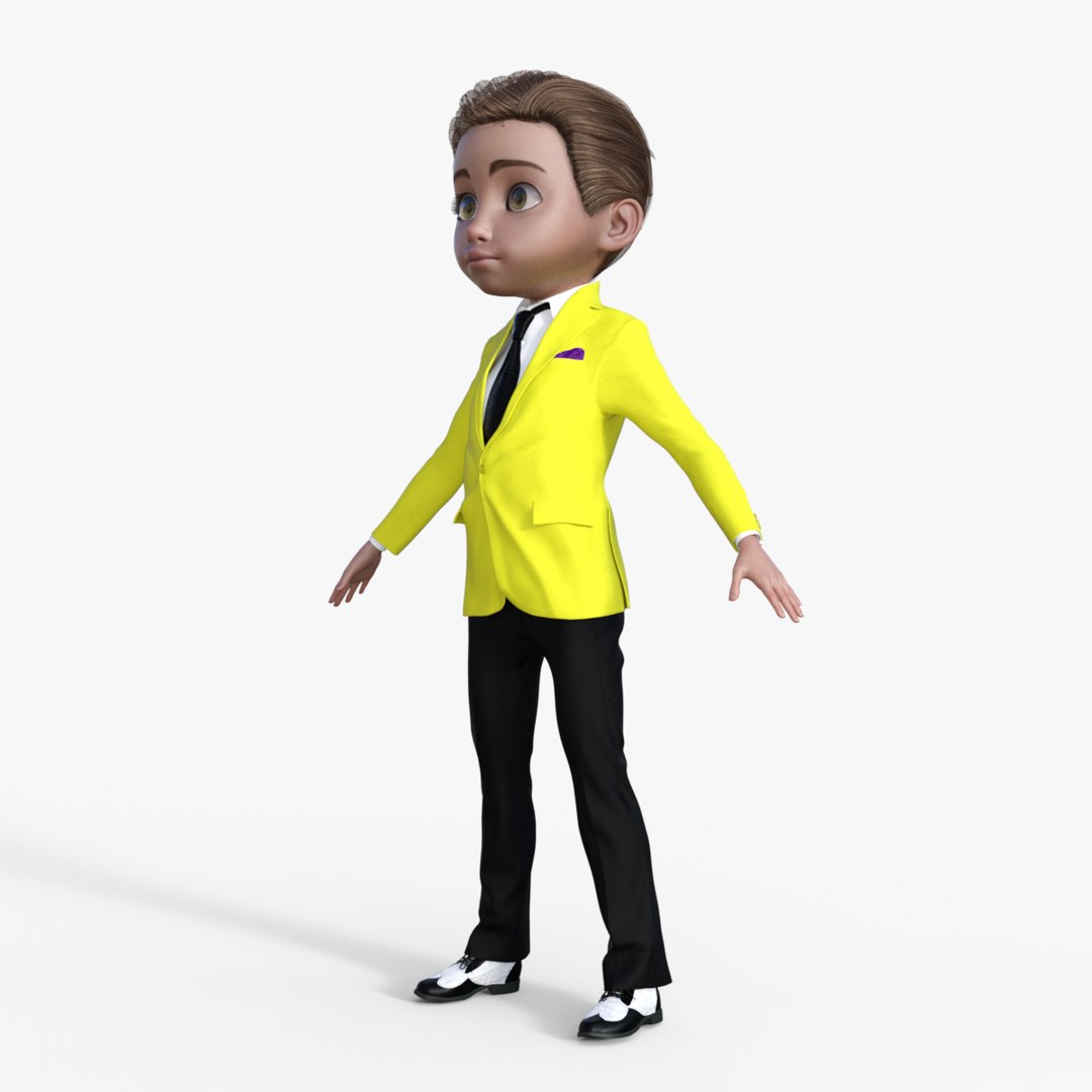 3D Cartoon Man In Colorful Suit - TurboSquid 1977581