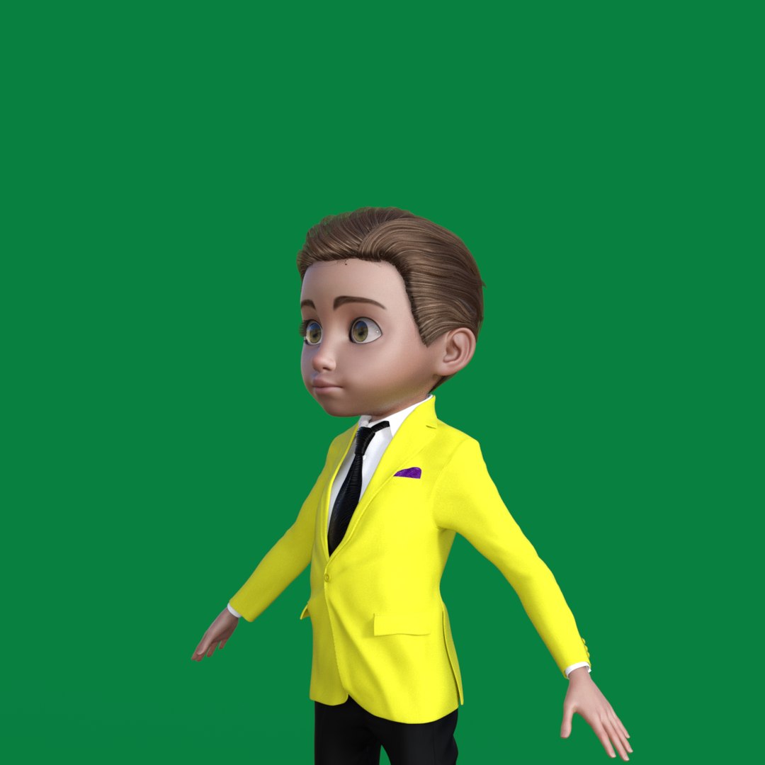 3D Cartoon Man In Colorful Suit - TurboSquid 1977581